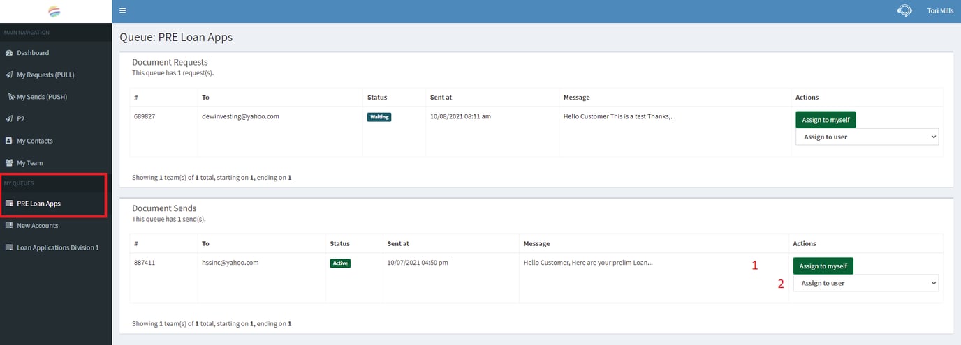 How to VIEW PUSH requests inside a Queue - "Assign to Myself"