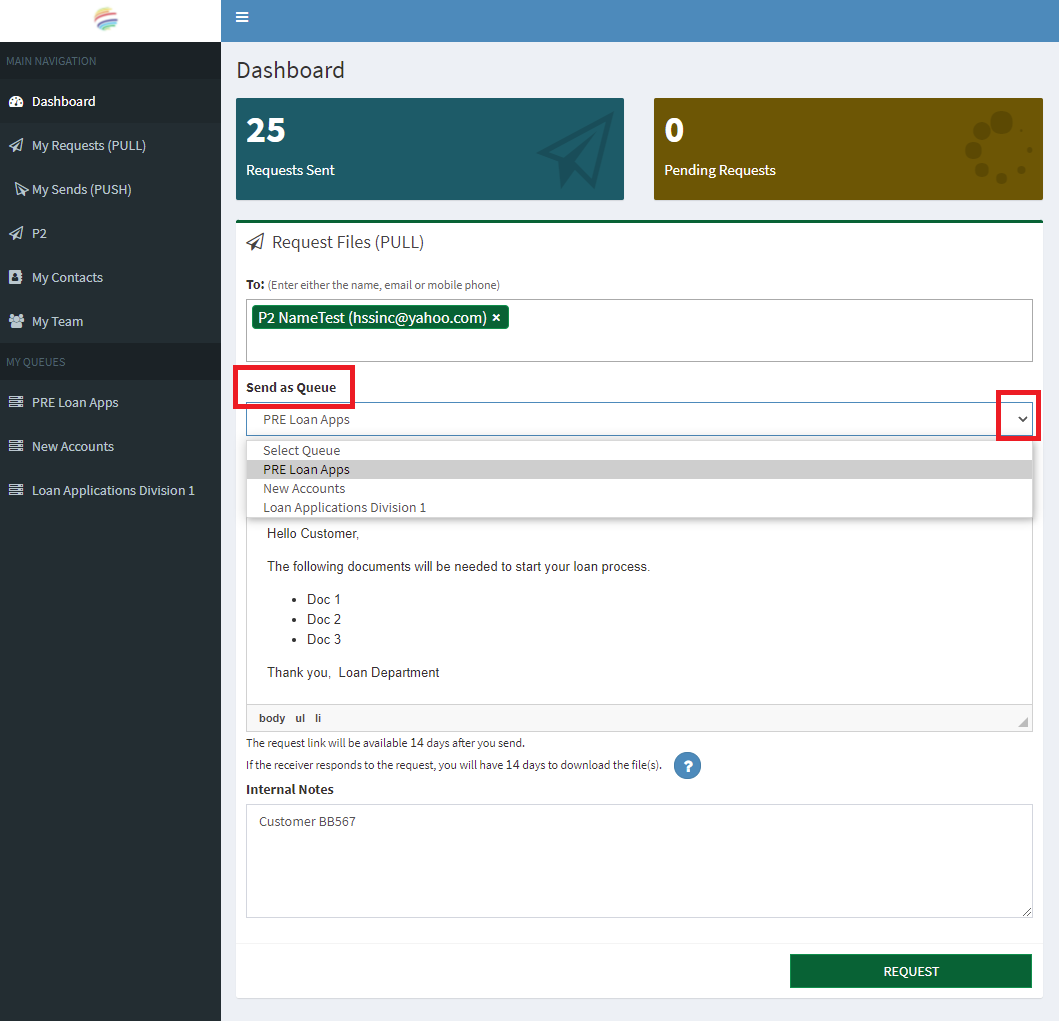 How to send a PULL Queue request