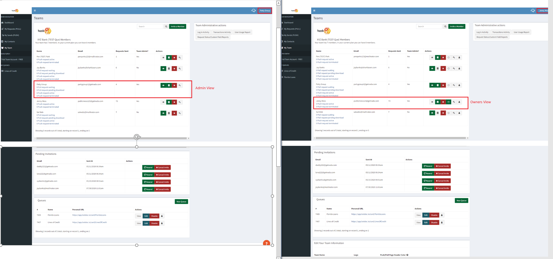What does Team Owner mean vs Team Admin?